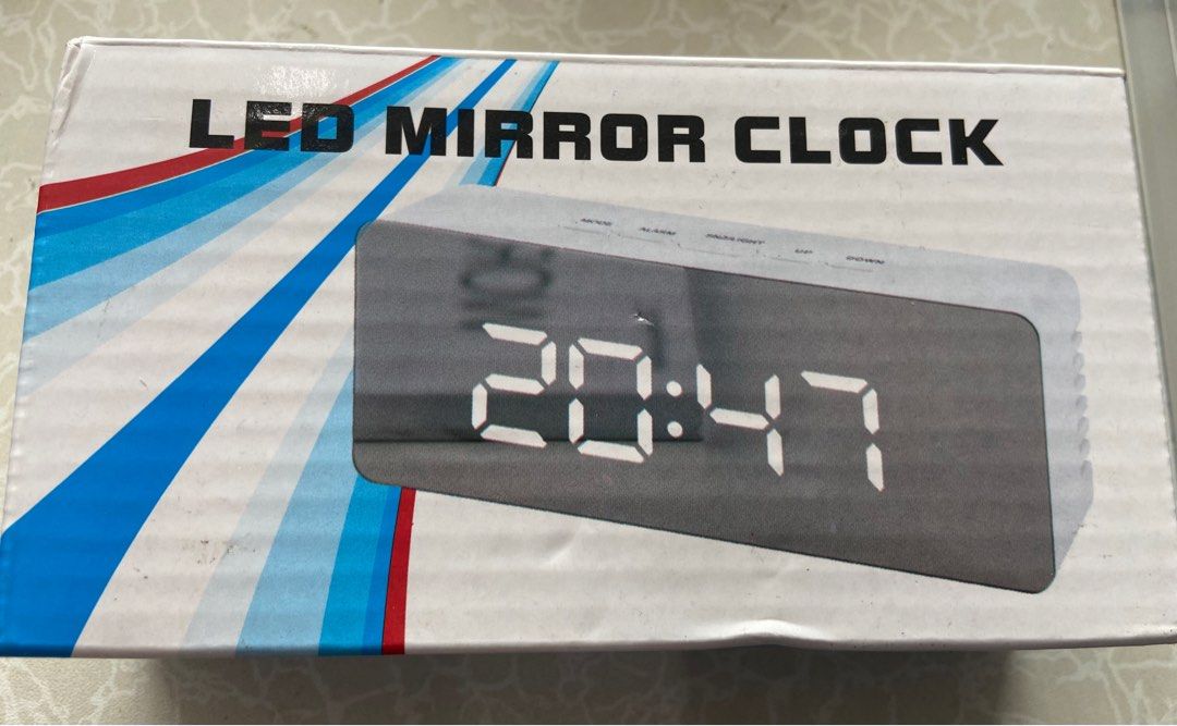 LED Mirror Clock, Furniture & Home Living, Home Decor Accessories, Clocks on Carousell