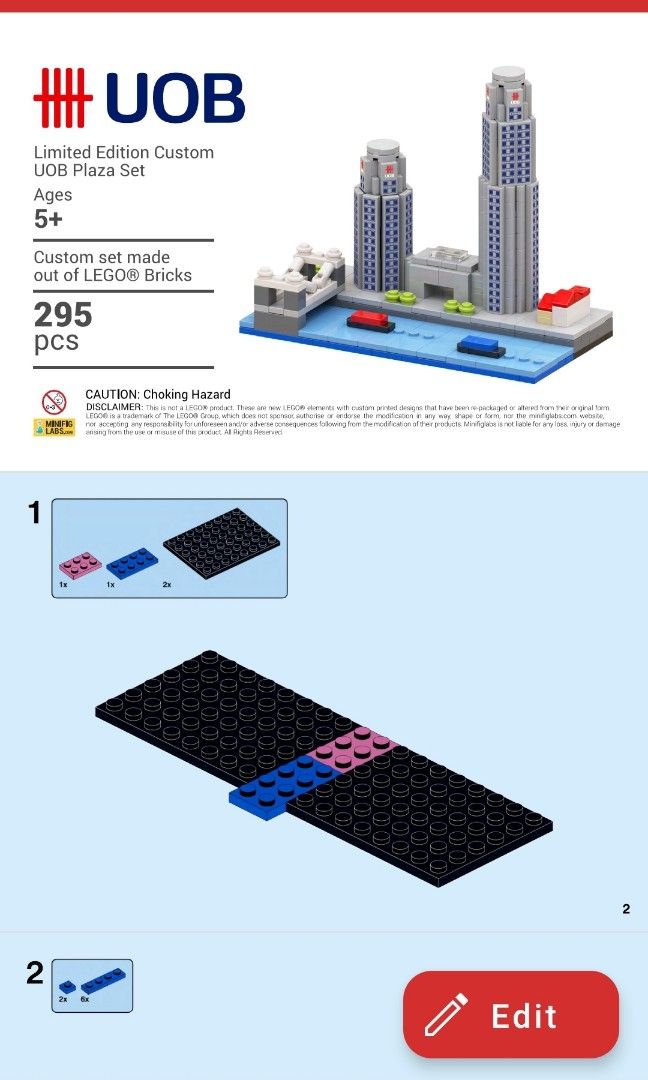 Limited Edition LEGO UOB Plaza Brick Set, Hobbies & Toys, Toys & Games ...
