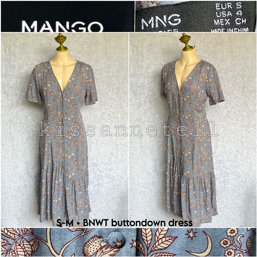 Mango basics floral buttondown dress, Women's Fashion, Dresses & Sets ...