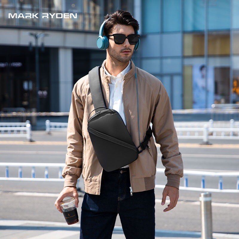 MARK RYDEN Men Sling Bag Water Repellent YKK Zipper Adjustable Straps ...