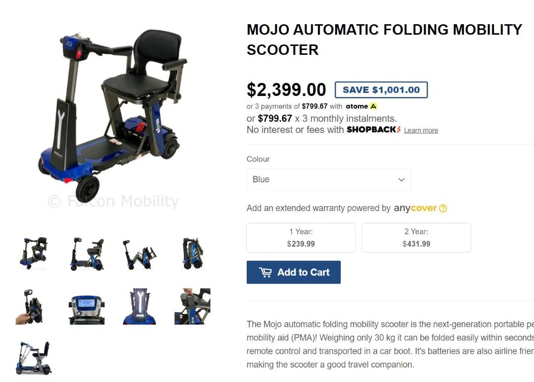 Mojo Automatic folding e scooter mobility, Sports Equipment, PMDs, E ...