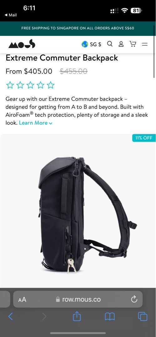 MOUS EXTREME COMMUTER BACKPACK 25L, Men's Fashion, Bags, Backpacks on ...