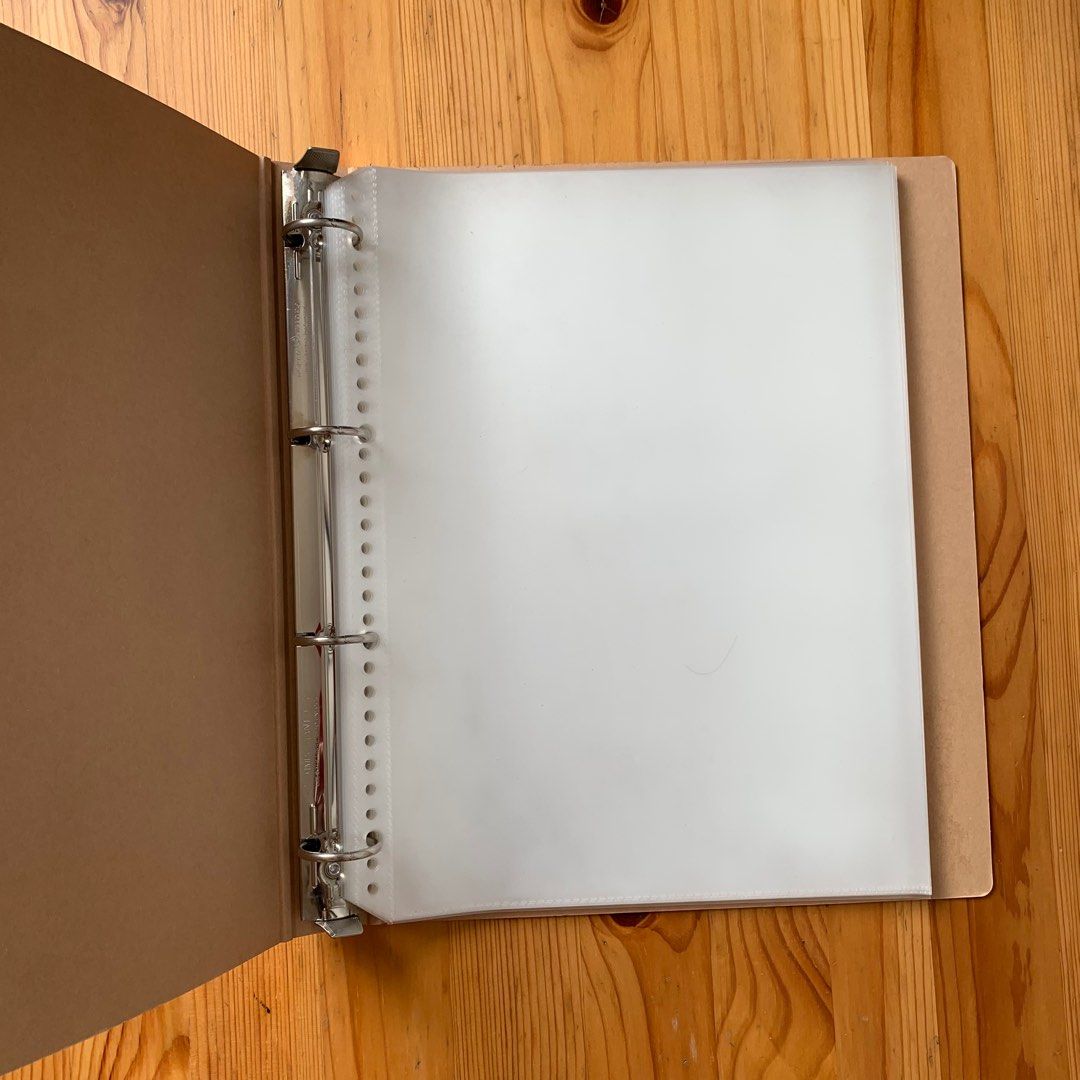 MUJI CRAFT BINDER A4 4 HOLES (CLEAR POCKET REFILL INCLUDED) on Carousell