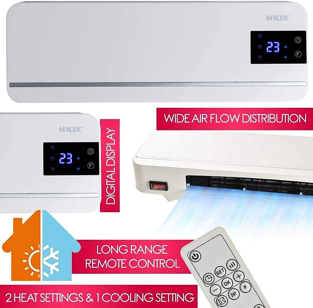 MYLEK 228852A Electric 2kW Over Door Fan Heater Air Curtain/Cooling Fan ...