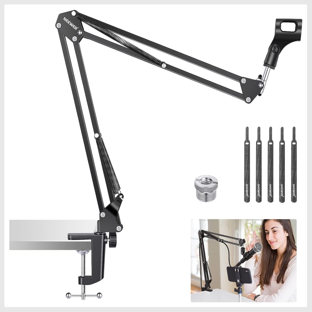 NEEWER Adjustable Microphone Suspension Boom Scissor Arm Stand, Max ...