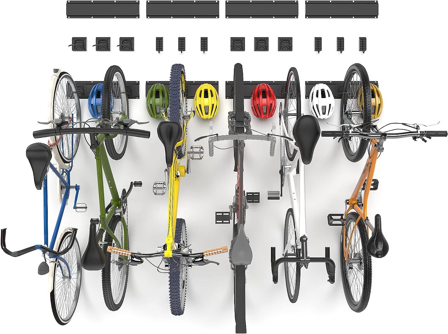 NETWAL Bike Storage Rack, 6 Bike Rack Garage and 6 Helmet Hooks, Heavy ...