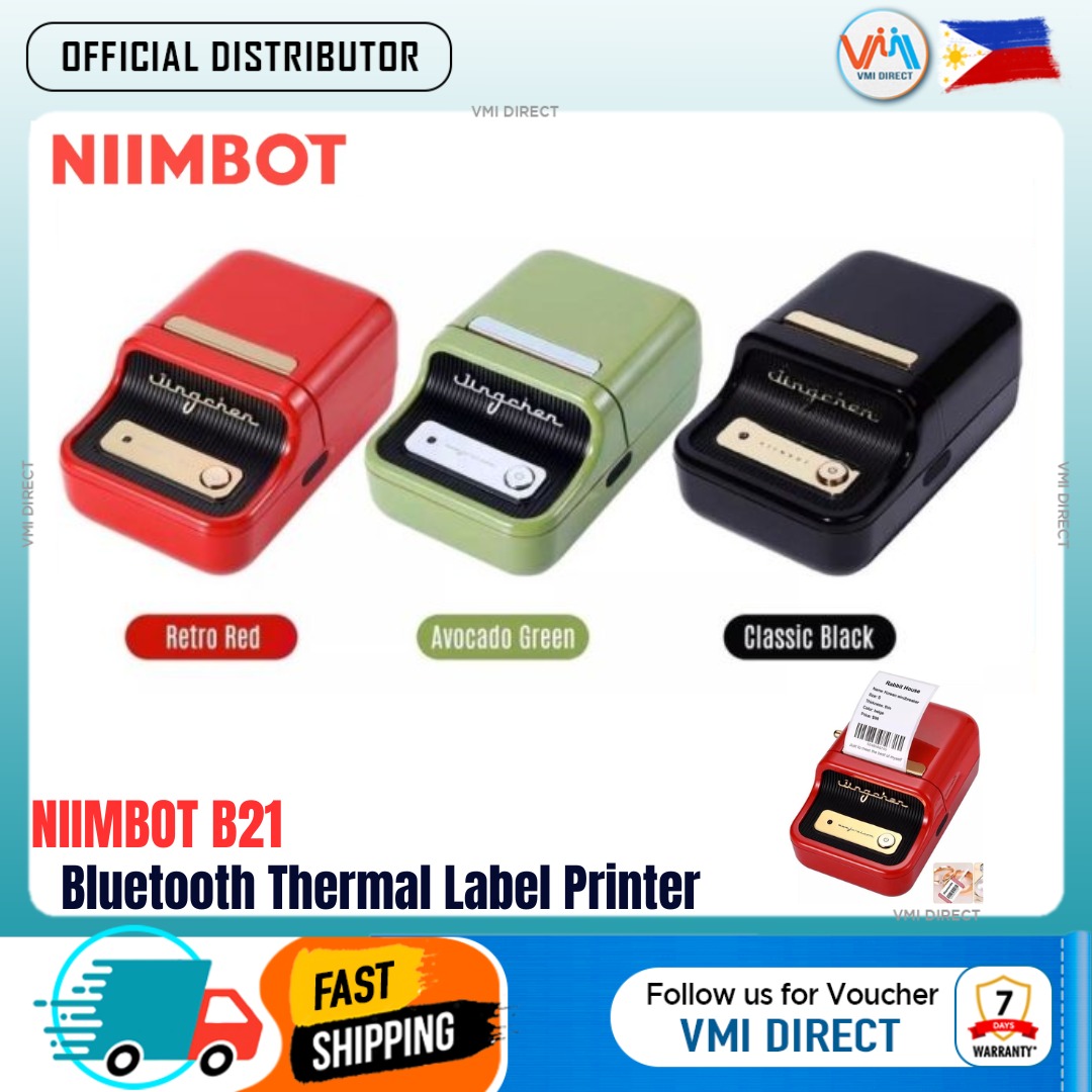 NIIMBOT B21 Bluetooth Thermal Portable Label Printer with Free Label ...
