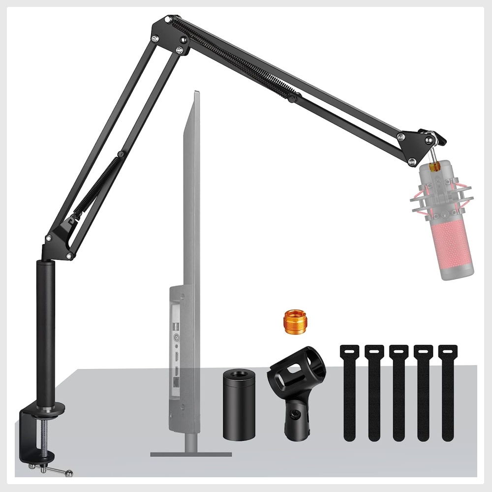 Overhead Mic Boom Arm Stand, eWonLife Desk Microphone Boom Arm Stand ...