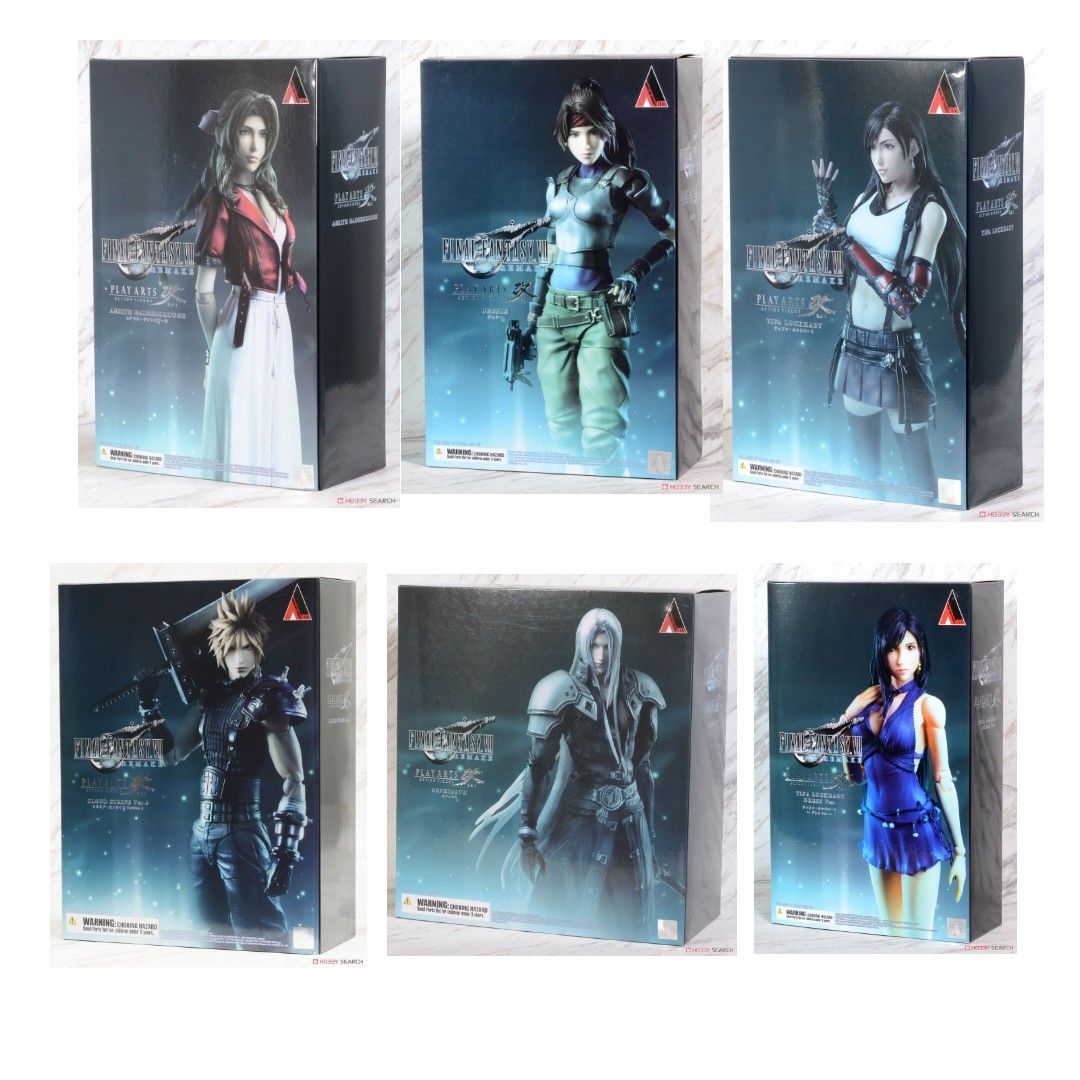 Play Arts Kai - Cloud Ver. 2.0 & Tifa w/ 3rd party faceplate & Aerith & Sephiroth & Jessie ...