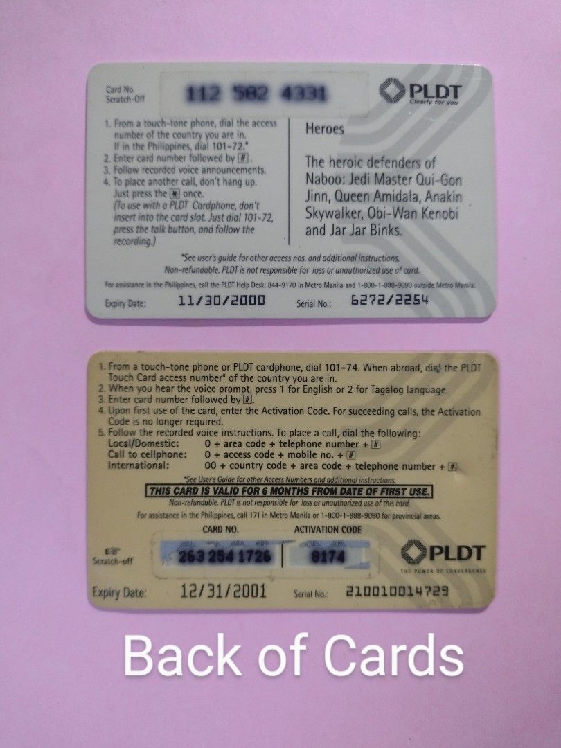 PLDT Phonecards ( Used ) : Star Wars & X-Men ; 2 pcs. on Carousell