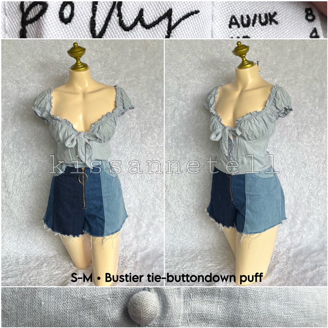 Polly buttondown puff top on Carousell
