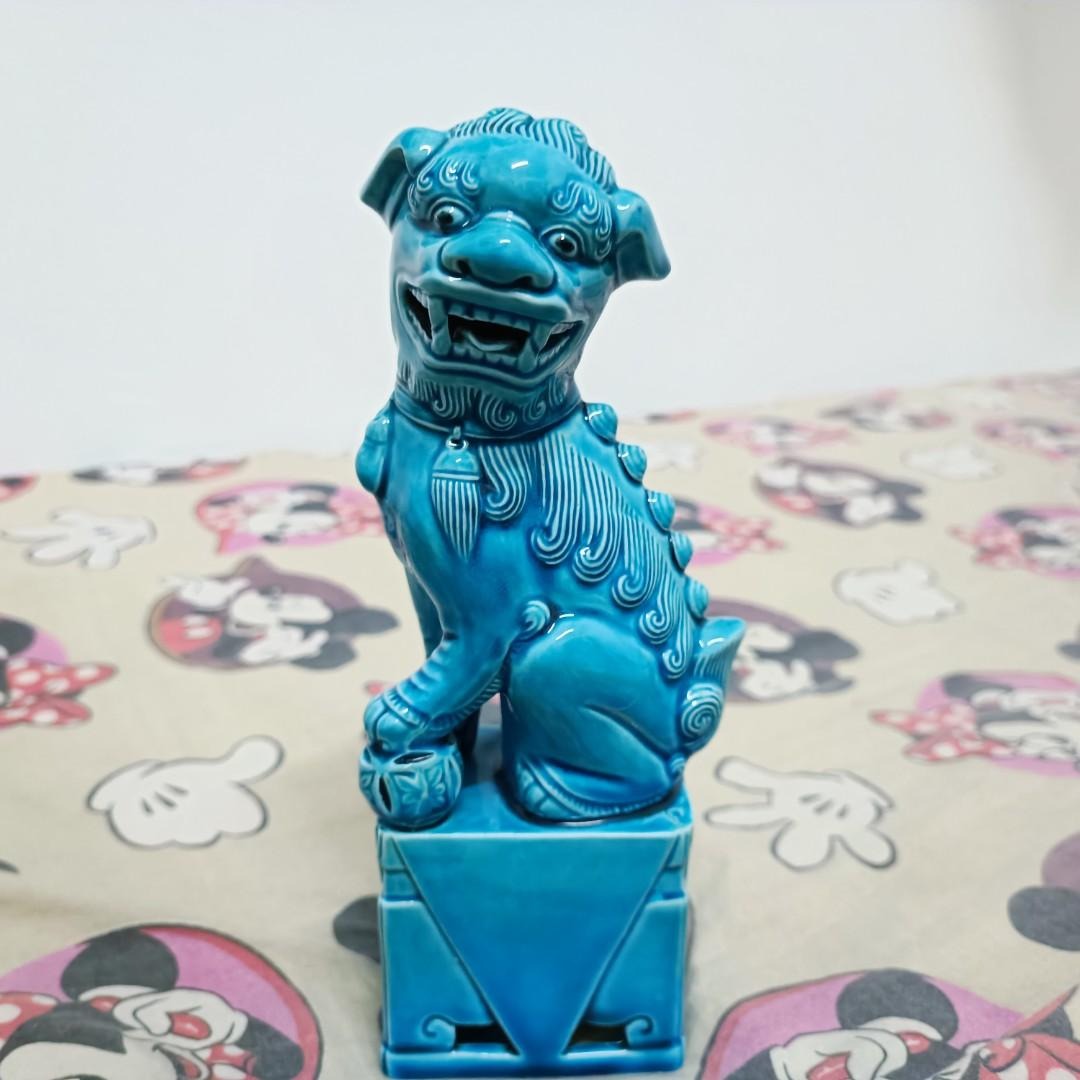 Porcelain Blue Foo Fu Dog Guardion Lion Statue, Hobbies & Toys ...