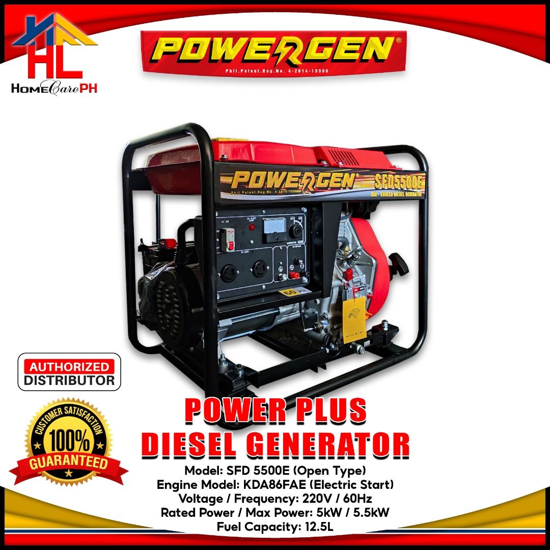 Powergen Power Plus Diesel Generator 5kW (SFD 5500E) on Carousell