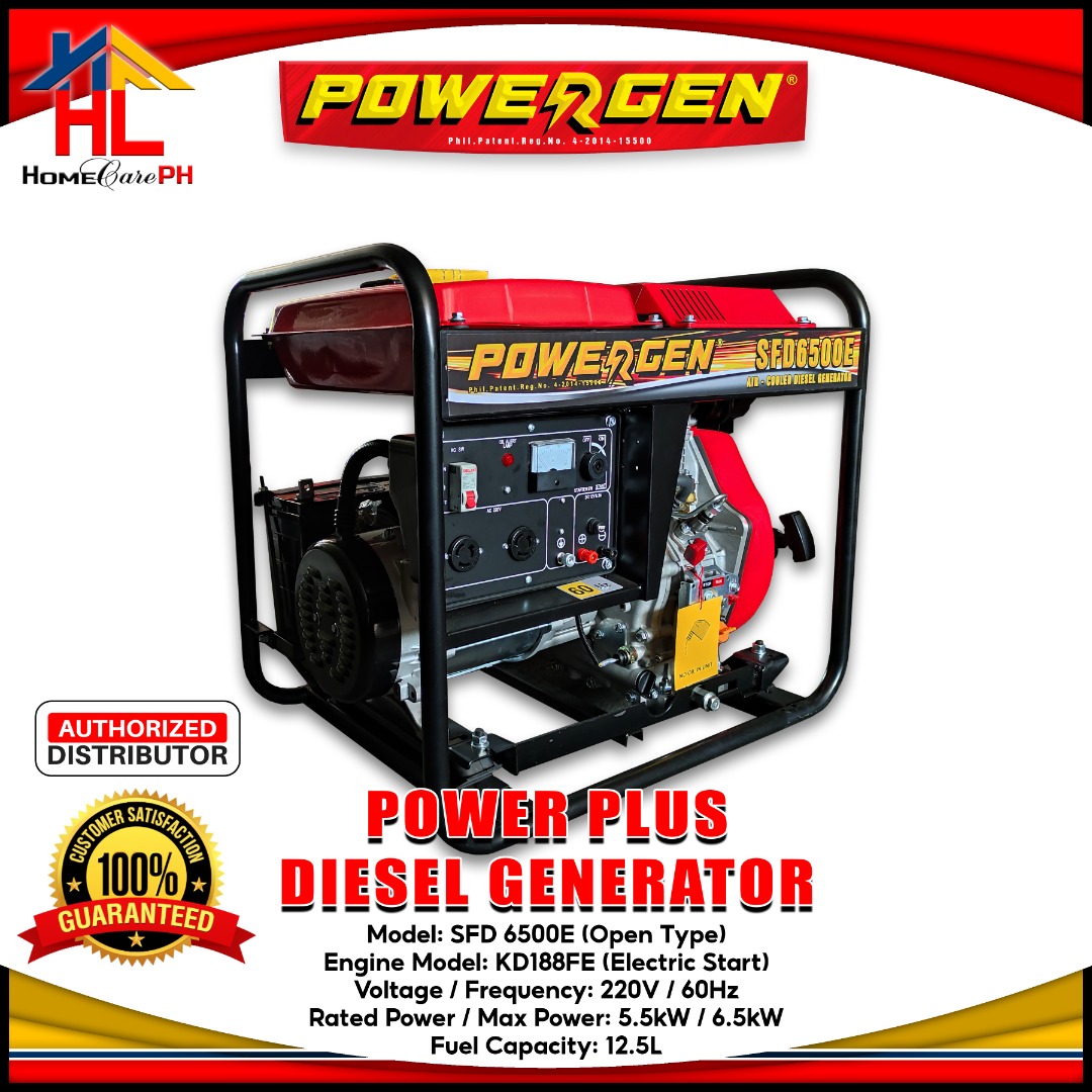 Powergen Power Plus Diesel Generator 5.5kW (SFD 6500E) on Carousell