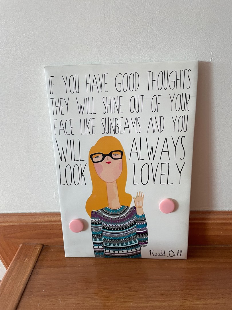 RUSH SALE! PRELOVED Magnetic Memo Board with Roald Dahl Quote on Carousell
