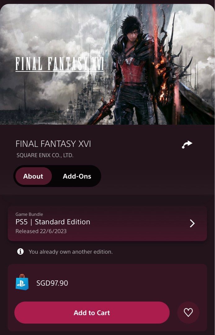PS5 Final Fantasy 16 XVI Digital Voucher Code, Video Gaming, Video ...