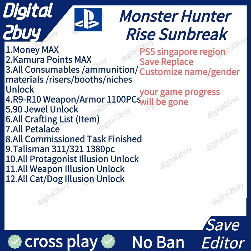 PS5 PS4 16.01 Monster Hunter Rise Sunbreak Save Edit MHRise Sunbreak Save Modding for psn, Video ...