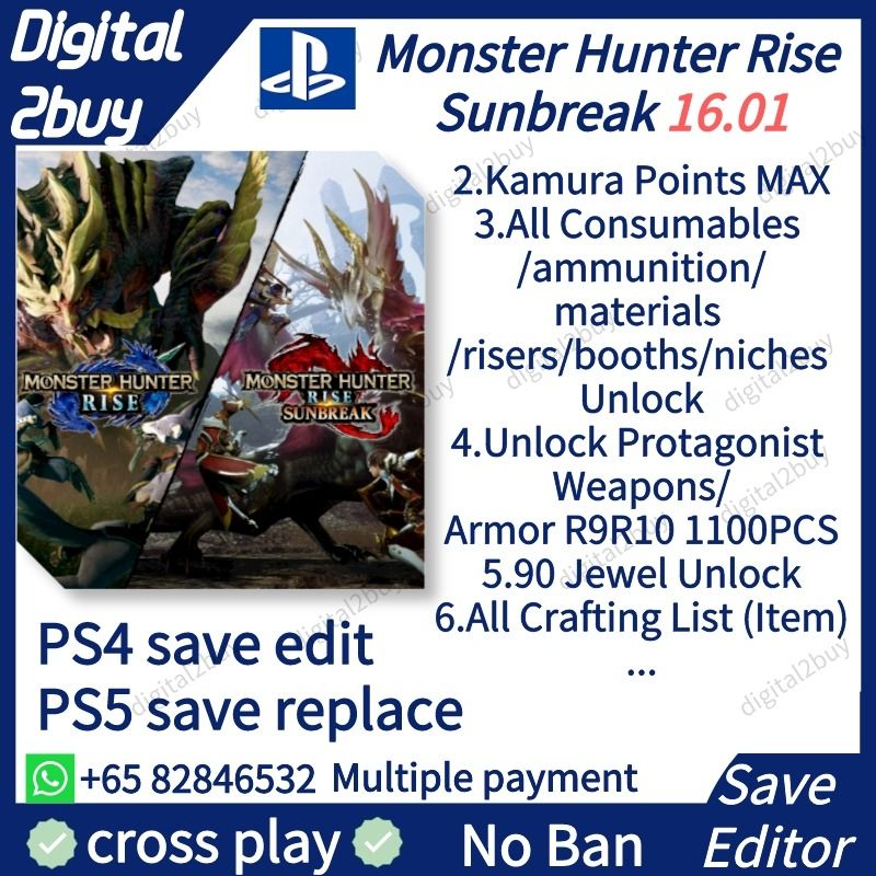 PS5 PS4 16.01 Monster Hunter Rise Sunbreak Save Edit MHRise Sunbreak Save Modding for psn, Video ...