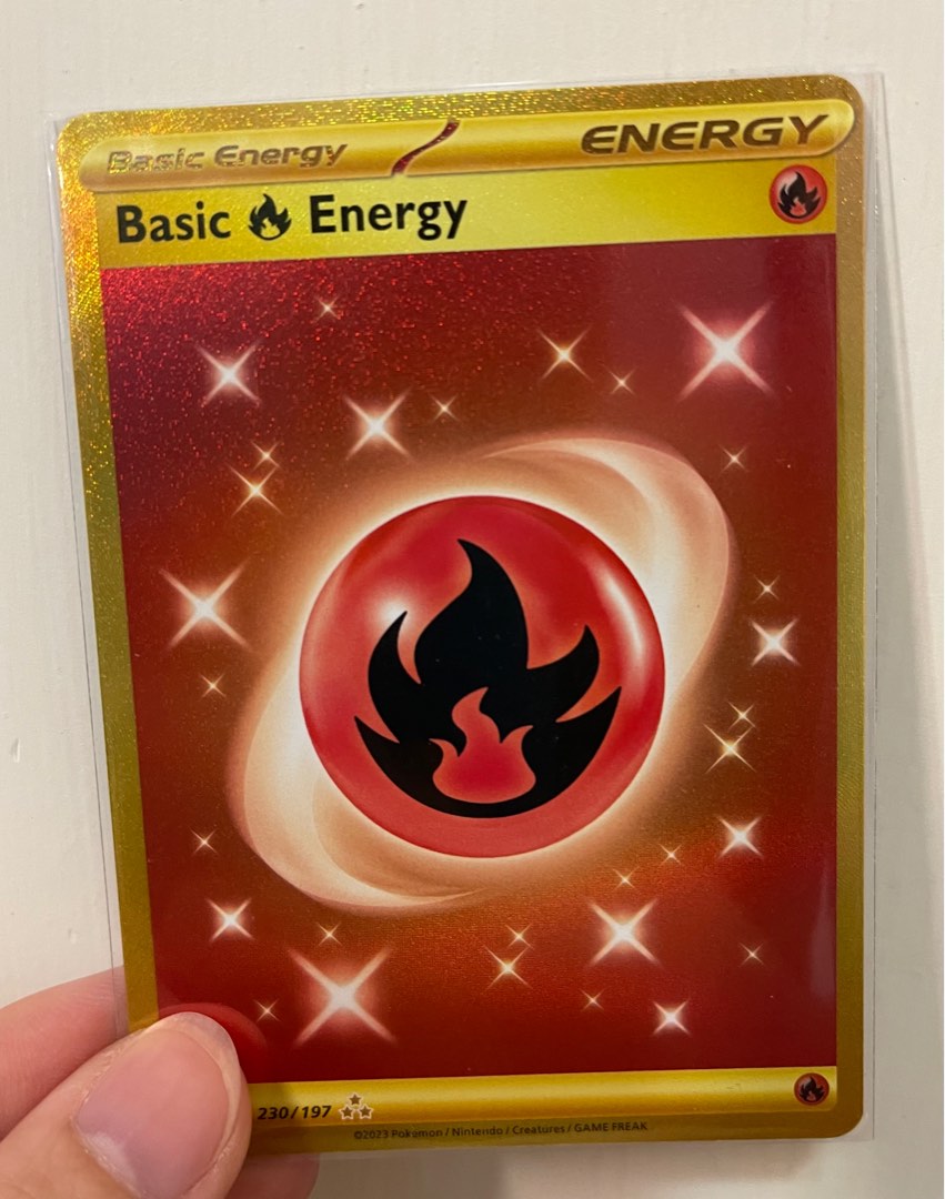PTCG Pokemon 基本能量 火 Basic Energy FIR 金 Gold UR 國際版 美版, 興趣及遊戲, 玩具 & 遊戲類 - Carousell