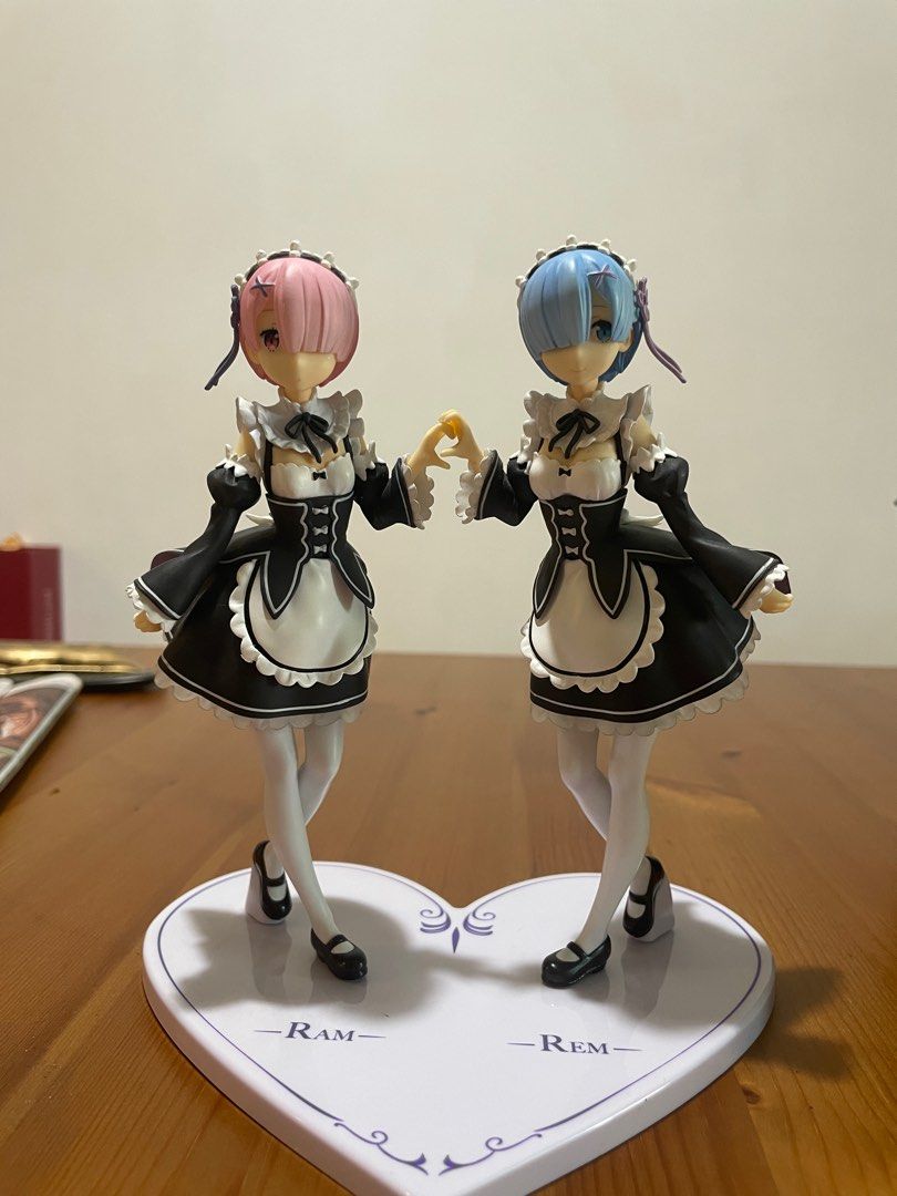 Rezero Rem and Ram Figurine Heart Pose, Hobbies & Toys, Toys & Games on ...
