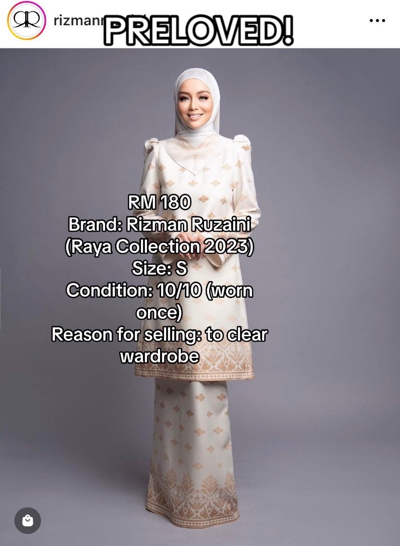 Rizman Ruzaini Raya 2023. Mira in cream, Women's Fashion, Muslimah ...