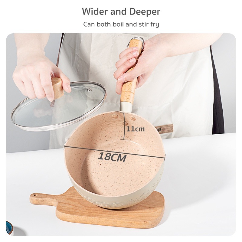 Saucepan 18cm With Visible Lid Gas Stove Induction Compatible Non-stick ...