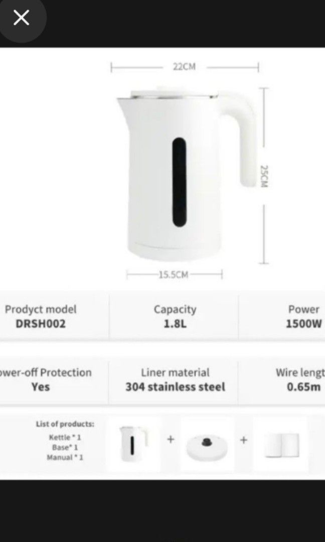 Simplus kettle (white), TV & Home Appliances, Kitchen Appliances ...