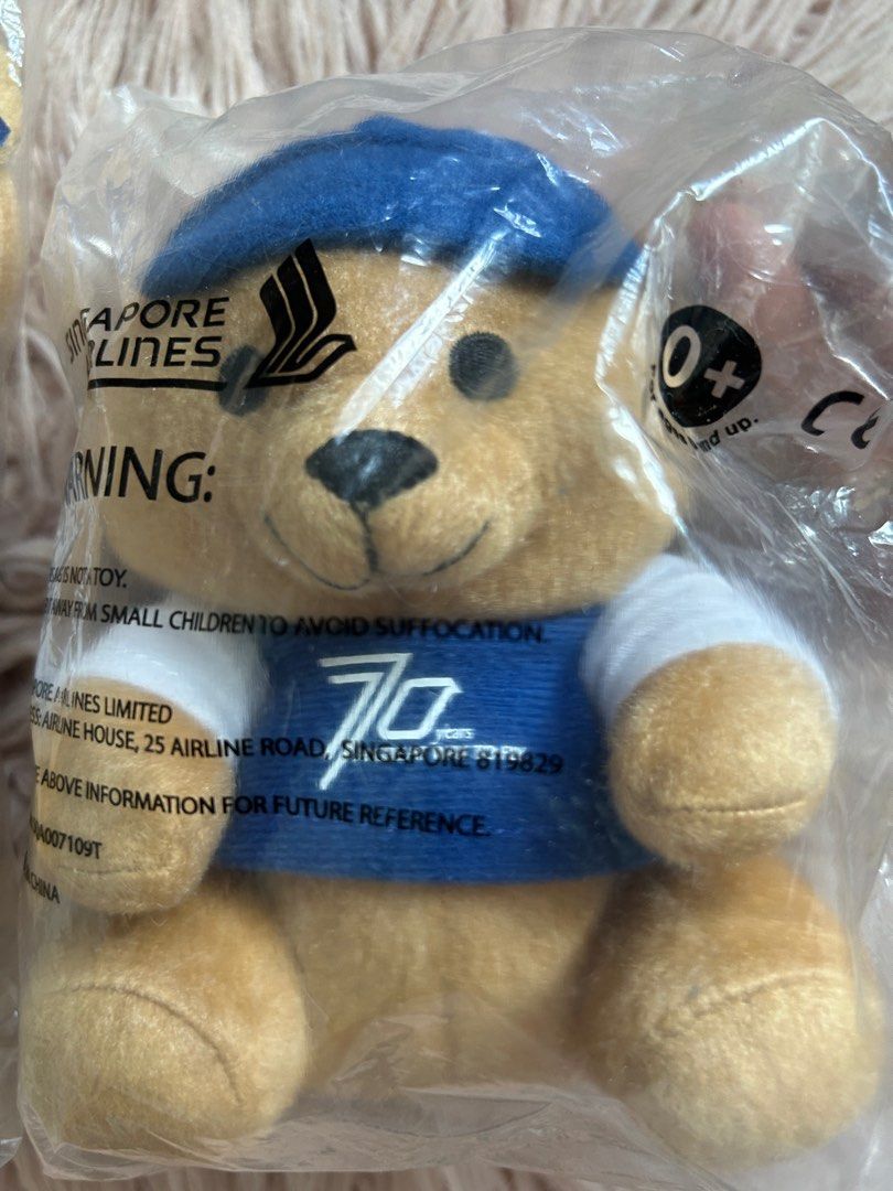 SINGAPORE AIRLINES SIA 70th anniversary plush bear stuffed toys blue ...