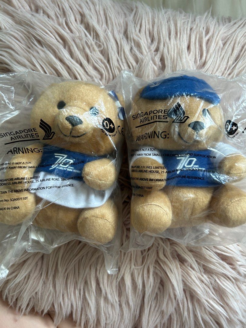 SINGAPORE AIRLINES SIA 70th anniversary plush bear stuffed toys blue ...