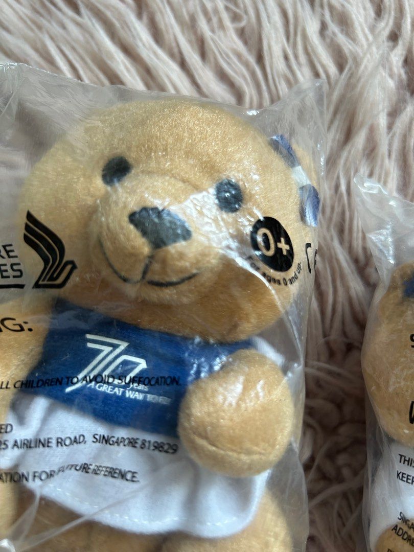 SINGAPORE AIRLINES SIA 70th anniversary plush bear stuffed toys blue ...