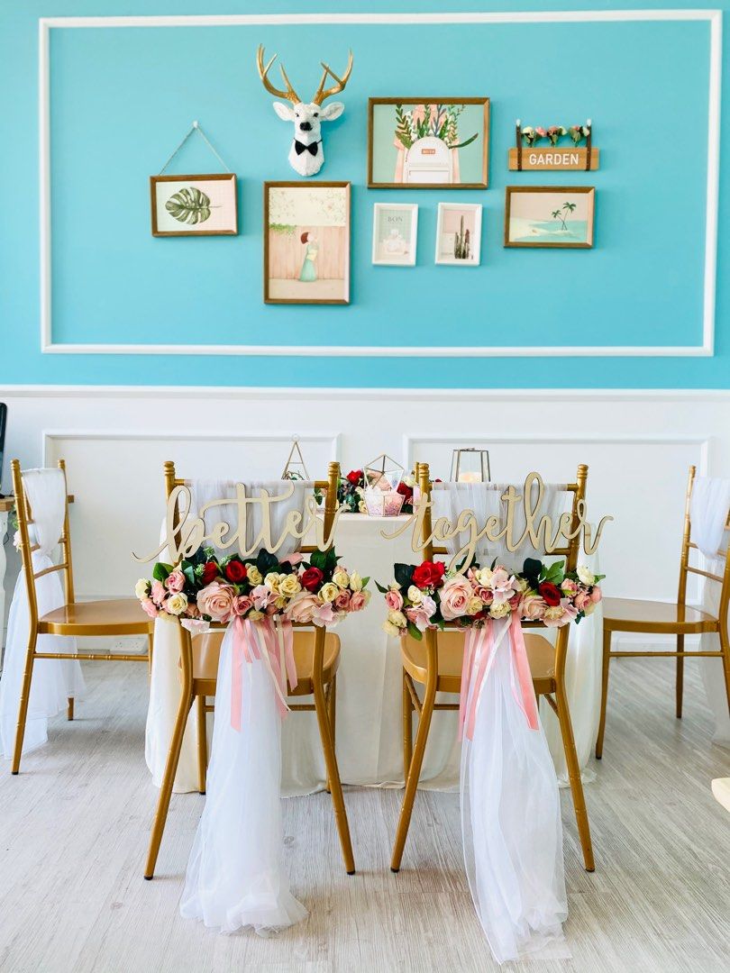 SELLING: Solemnisation Wedding Chair Signage Better Together, Furniture ...
