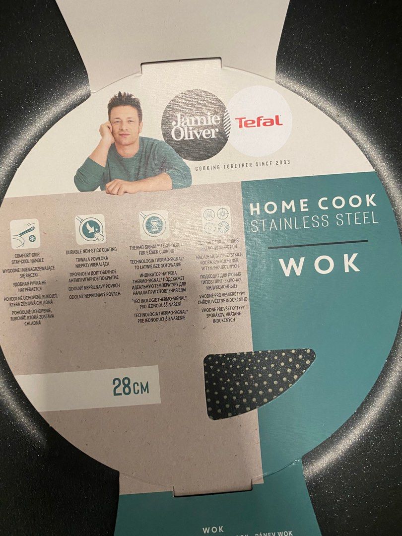 Tefal Jamie Oliver Home Cook Stainless Steel Wok, Furniture & Home ...