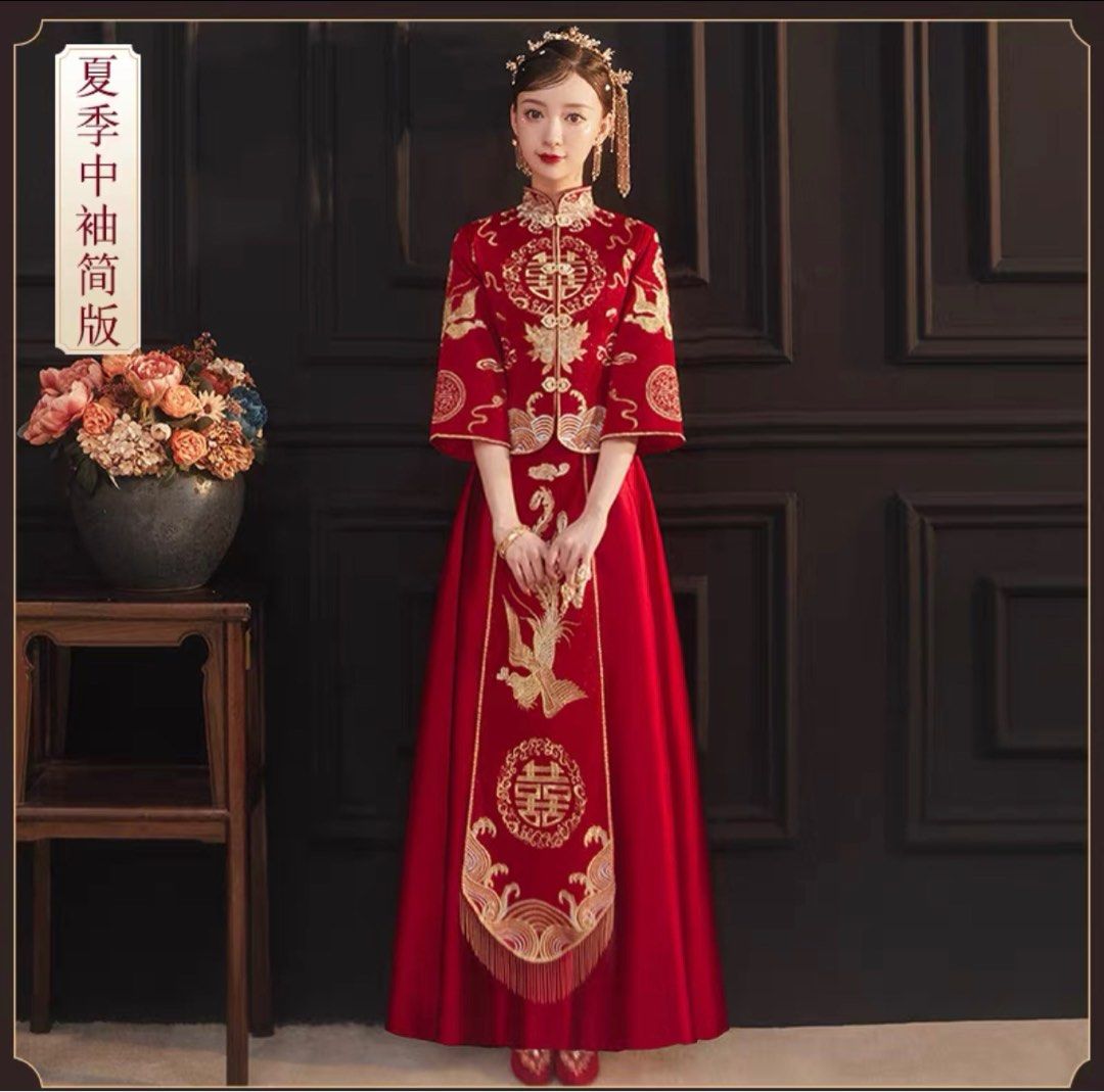 Traditional Chinese Wedding Qun Kua, Women's Fashion, Dresses & Sets ...