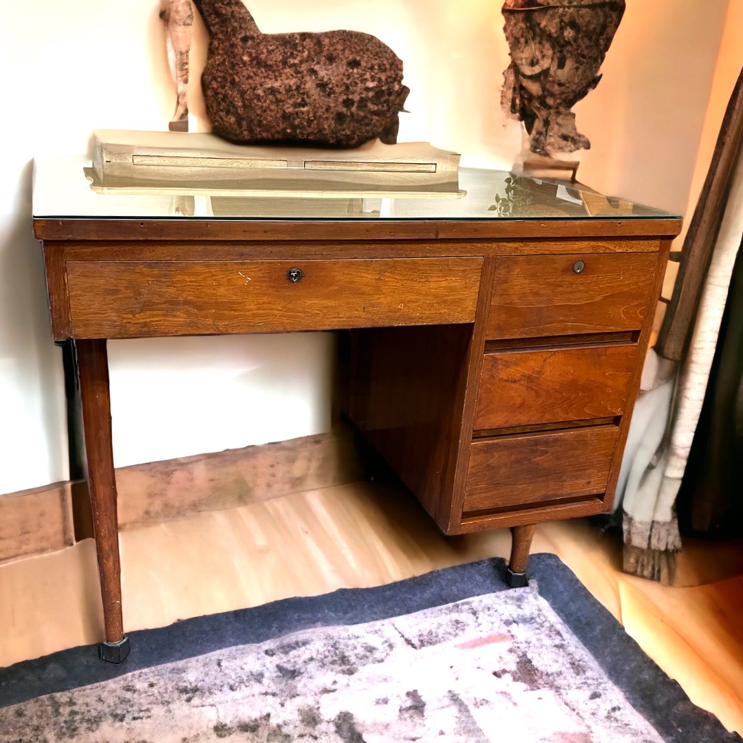 Vintage Solid teak study table desk, Furniture & Home Living, Furniture ...