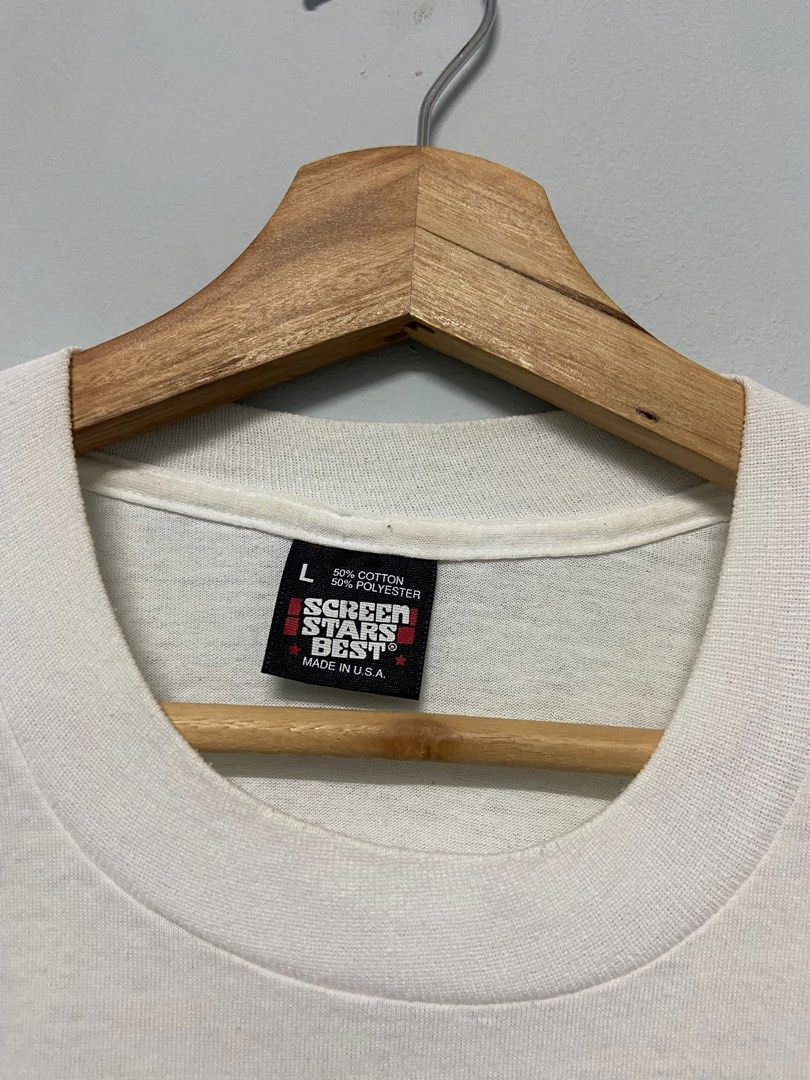 Vintage Wording White Tee Art Beer Screen Star Cartoon, Men's Fashion ...