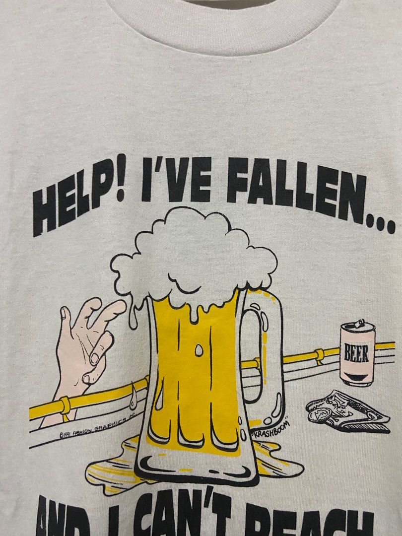 Vintage Wording White Tee Art Beer Screen Star Cartoon, Men's Fashion ...