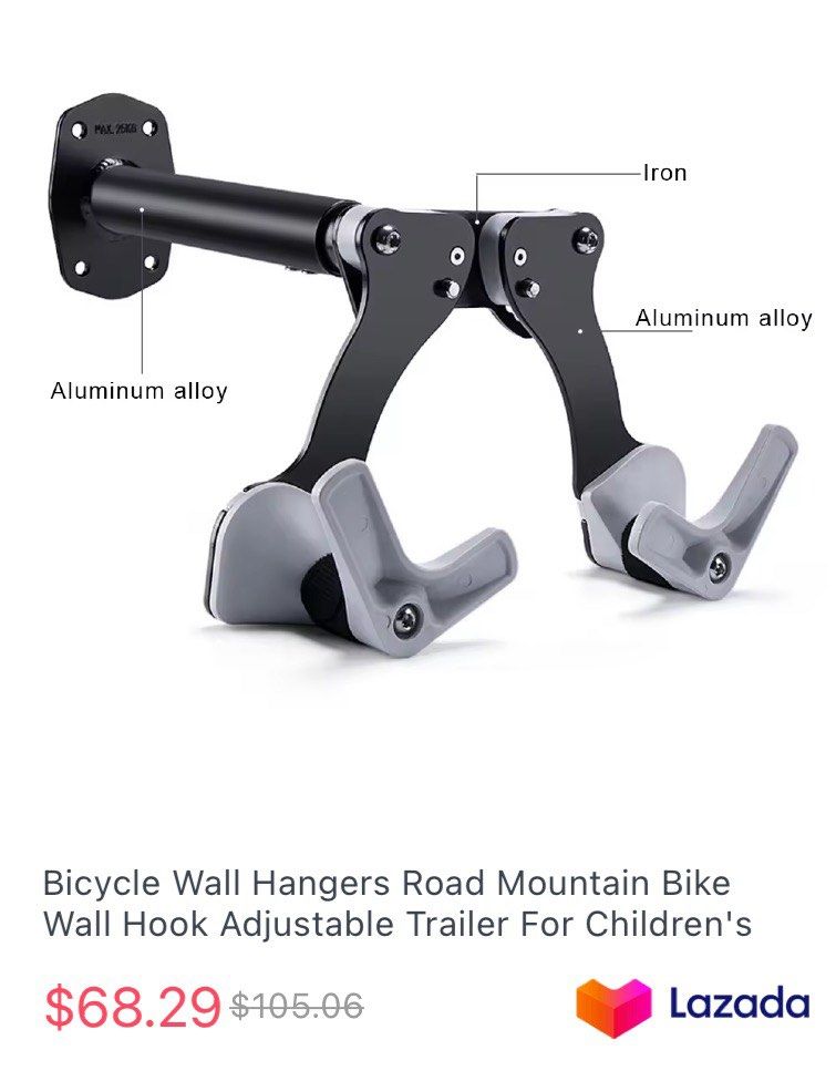 Wall mounted bike hanger, Sports Equipment, Bicycles & Parts, Parts ...
