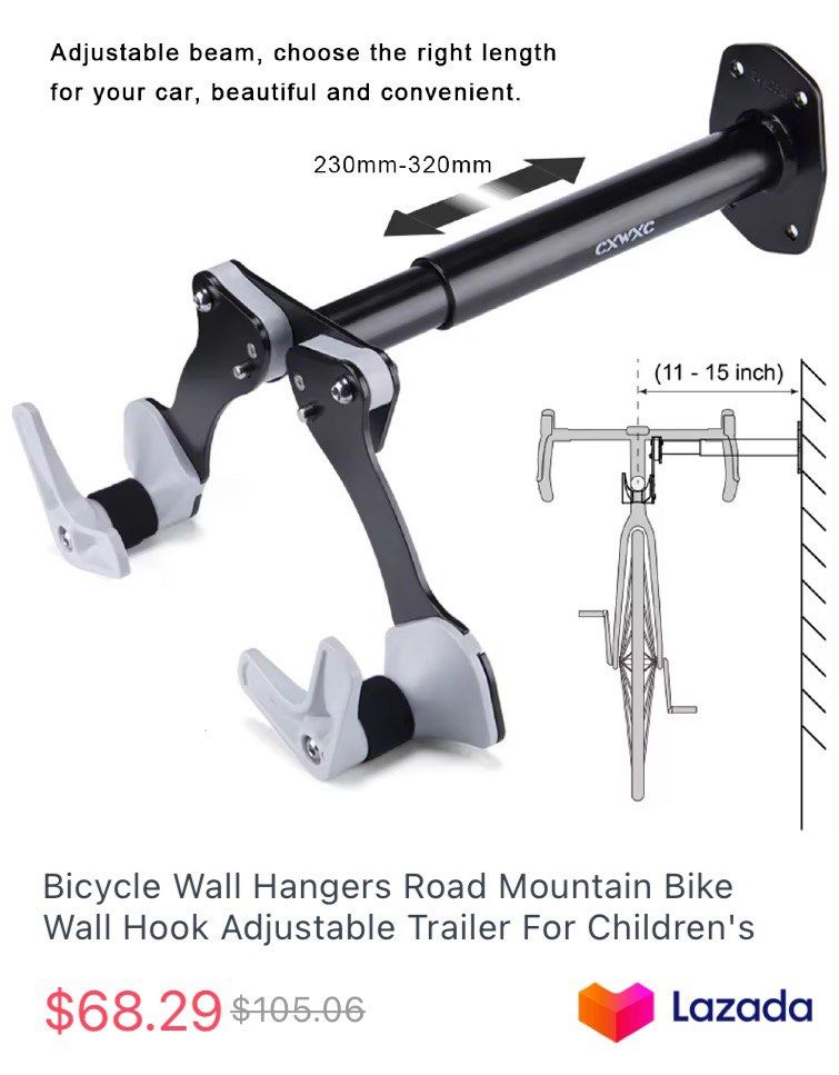 Wall mounted bike hanger, Sports Equipment, Bicycles & Parts, Parts ...