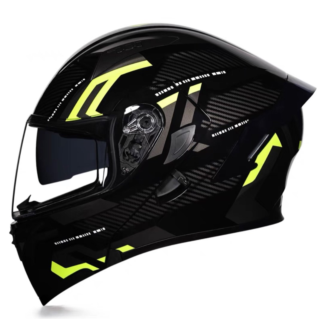 Black with Yellow and Carbon Fibre Flip Up Modular Pista Tail Lip Fin ...