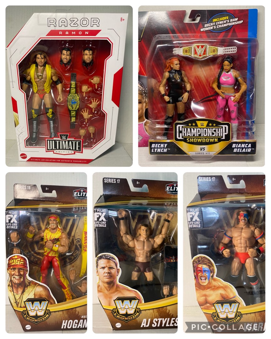 WWE Elite collection AJ Styles ($45)Ultimate Warrior ($47) Hulk Hogan ...