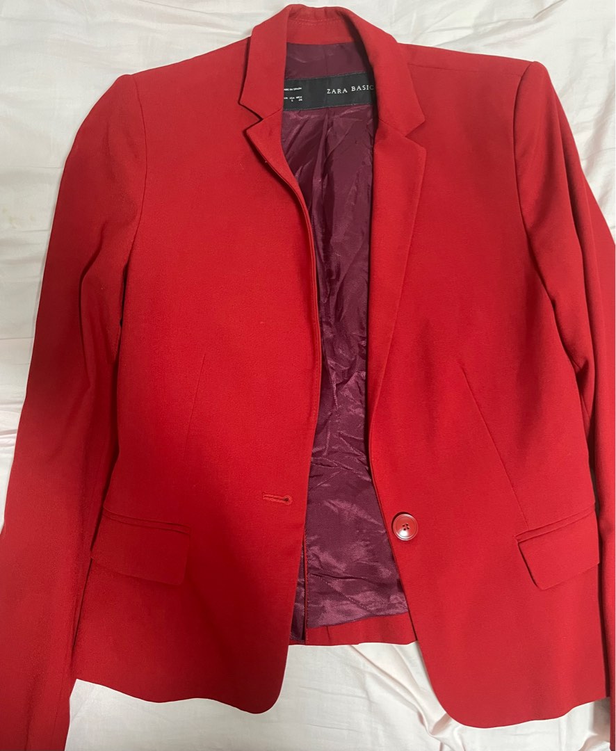 Zara Red Blazer, Women's Fashion, Coats, Jackets and Outerwear on Carousell