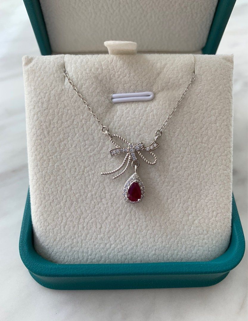 925 Silver Red Pigeon blood Ruby necklace, Women's Fashion, Jewelry ...