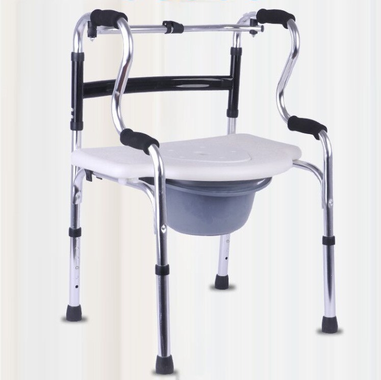 Adjustable Foldable Walking Frame Potty Toilet Bowl Sit Walker ...