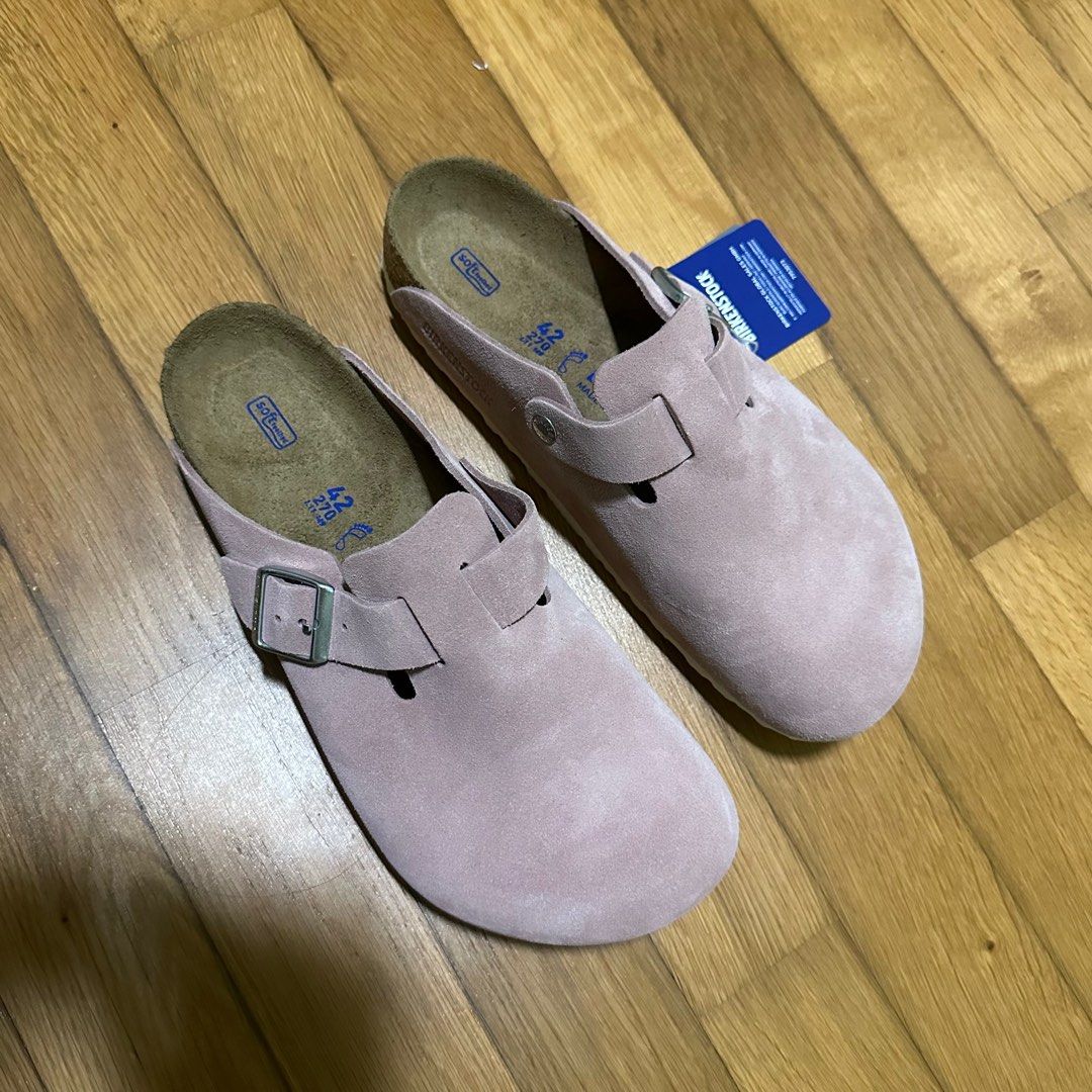 Birkenstock Boston Pink Clay Suede, Men's Fashion, Footwear, Flipflops ...