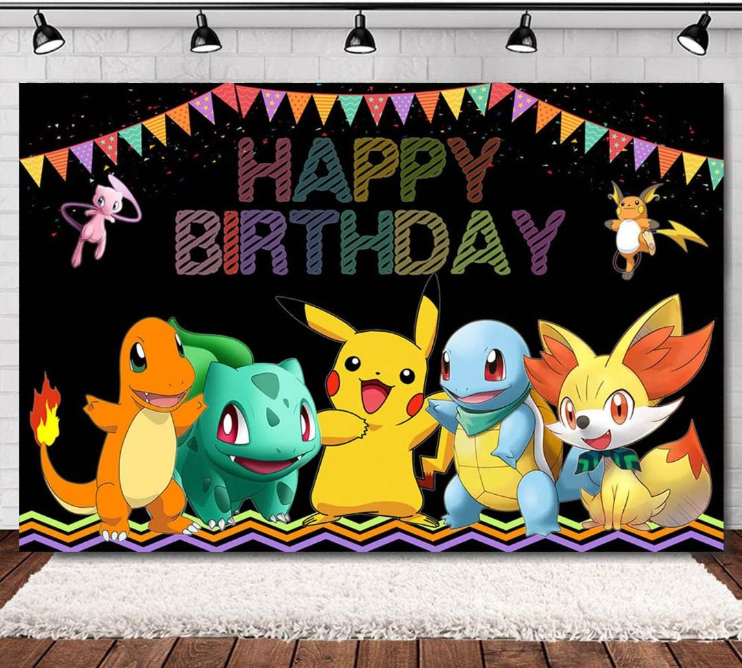 Birthday backdrop / party decorations / background - Pokemon ...
