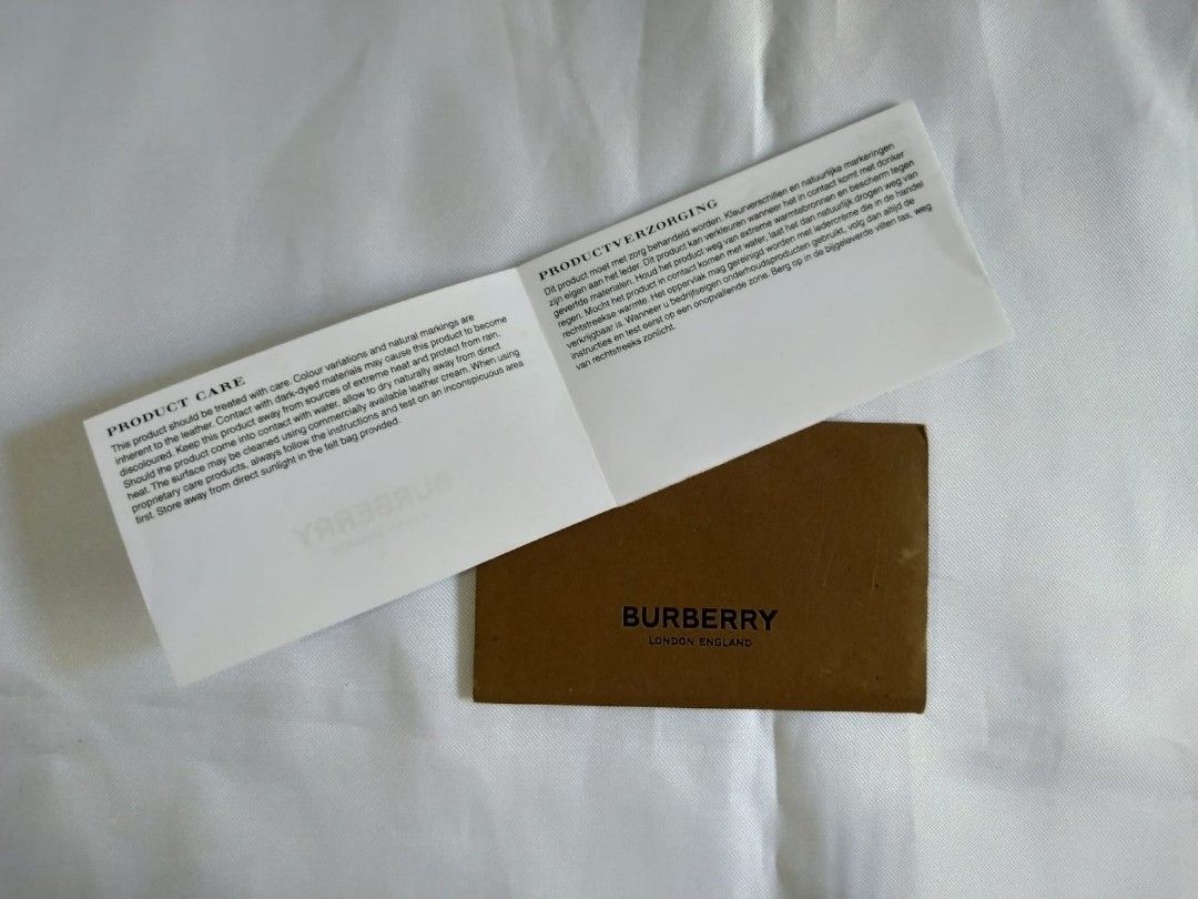 Burberry Care Card/ Burberry Authentic not Gucci Channel Loewe on Carousell
