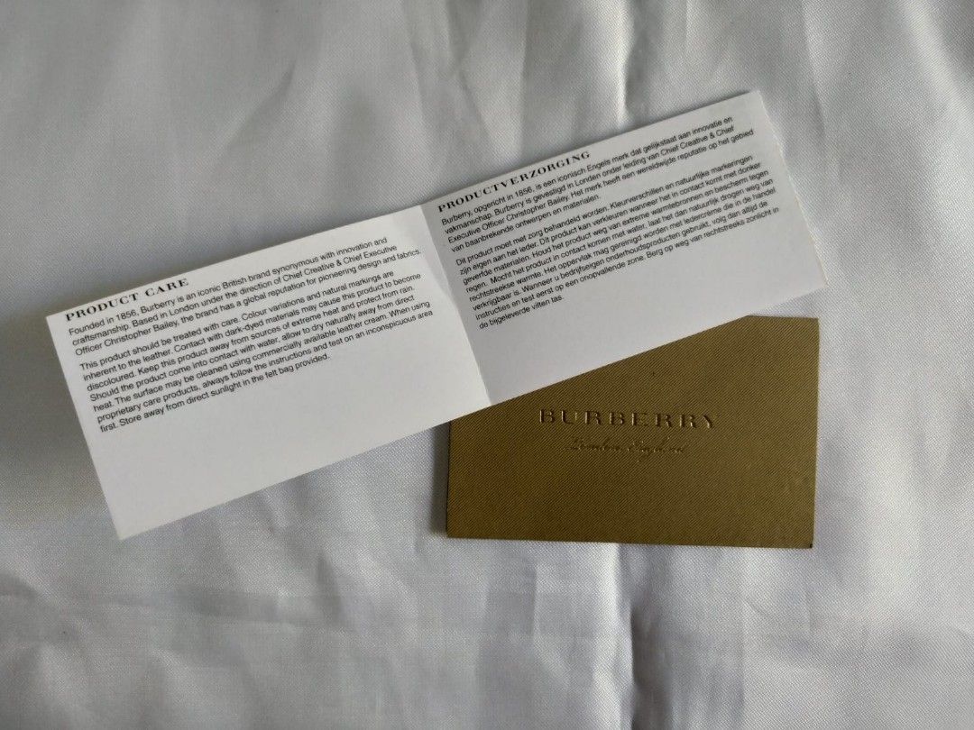 Burberry Care Card/ Burberry Authentic not Gucci Channel Loewe, Barang ...