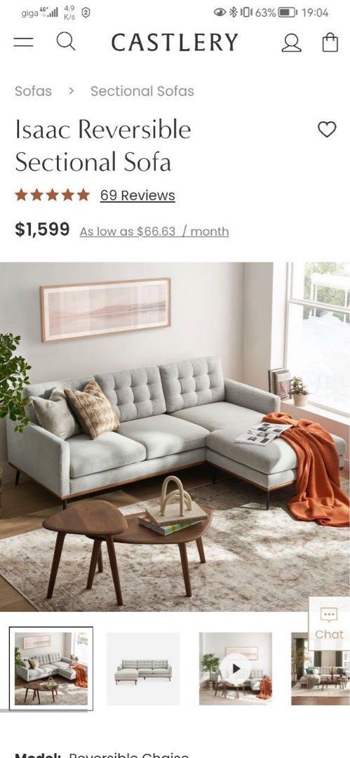 Castlery Isaac L-shaped Sofa, Furniture & Home Living, Furniture, Sofas on Carousell