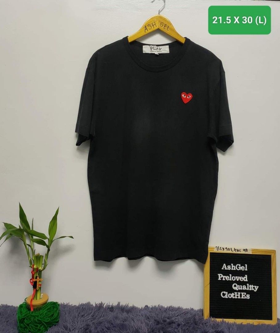 CDG PLAY RED LOGO Shirt, Luxury, Apparel on Carousell