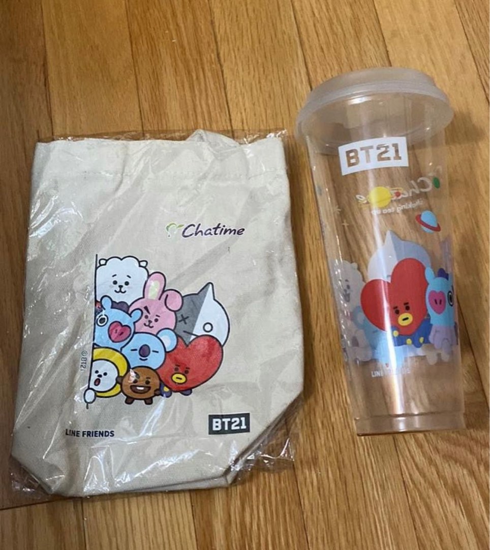Chatime and BT21 collaboration cup and pouch (LIMITED EDITION), 興趣及遊戲 ...